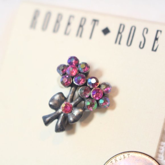 Robert Rose | Jewelry | Y2k Robert Rose Pink Flower Bouquet Bow ...